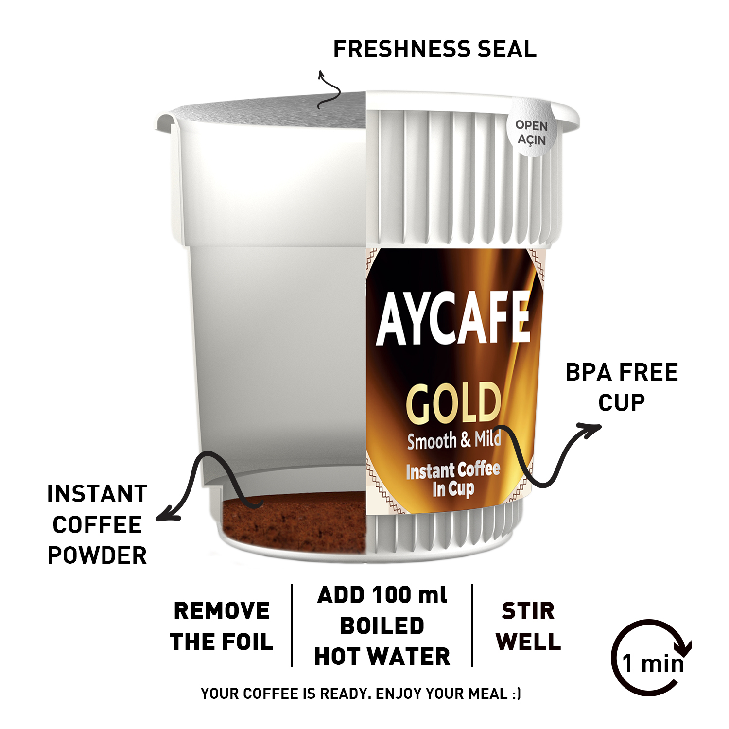 Aycafe Gold Instant Coffee In Cup - Myra Food Factory